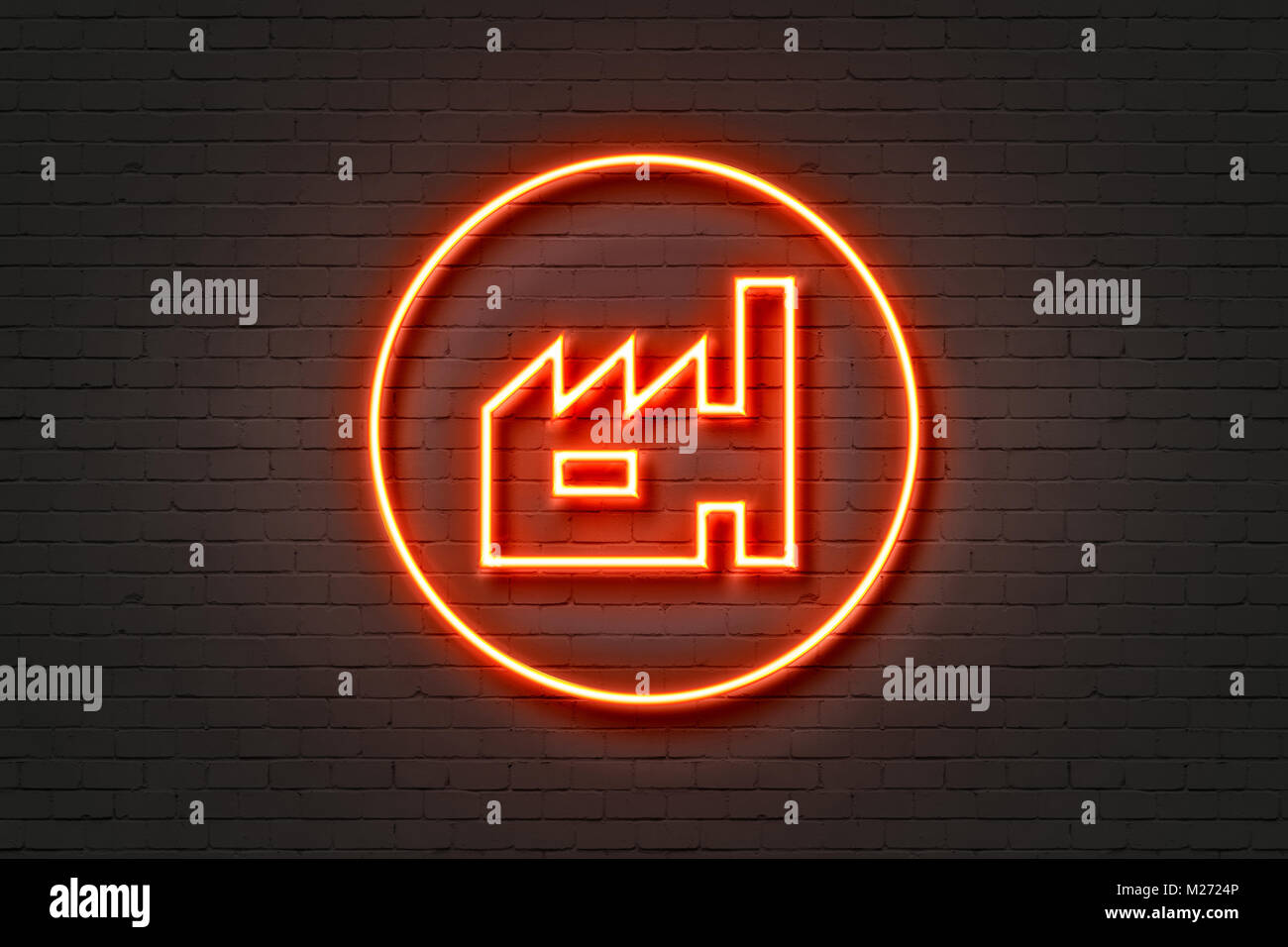 Neon light icon factory Stock Photo - Alamy