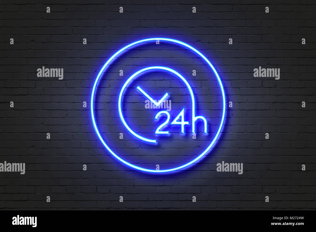 Neon light icon clock Stock Photo - Alamy