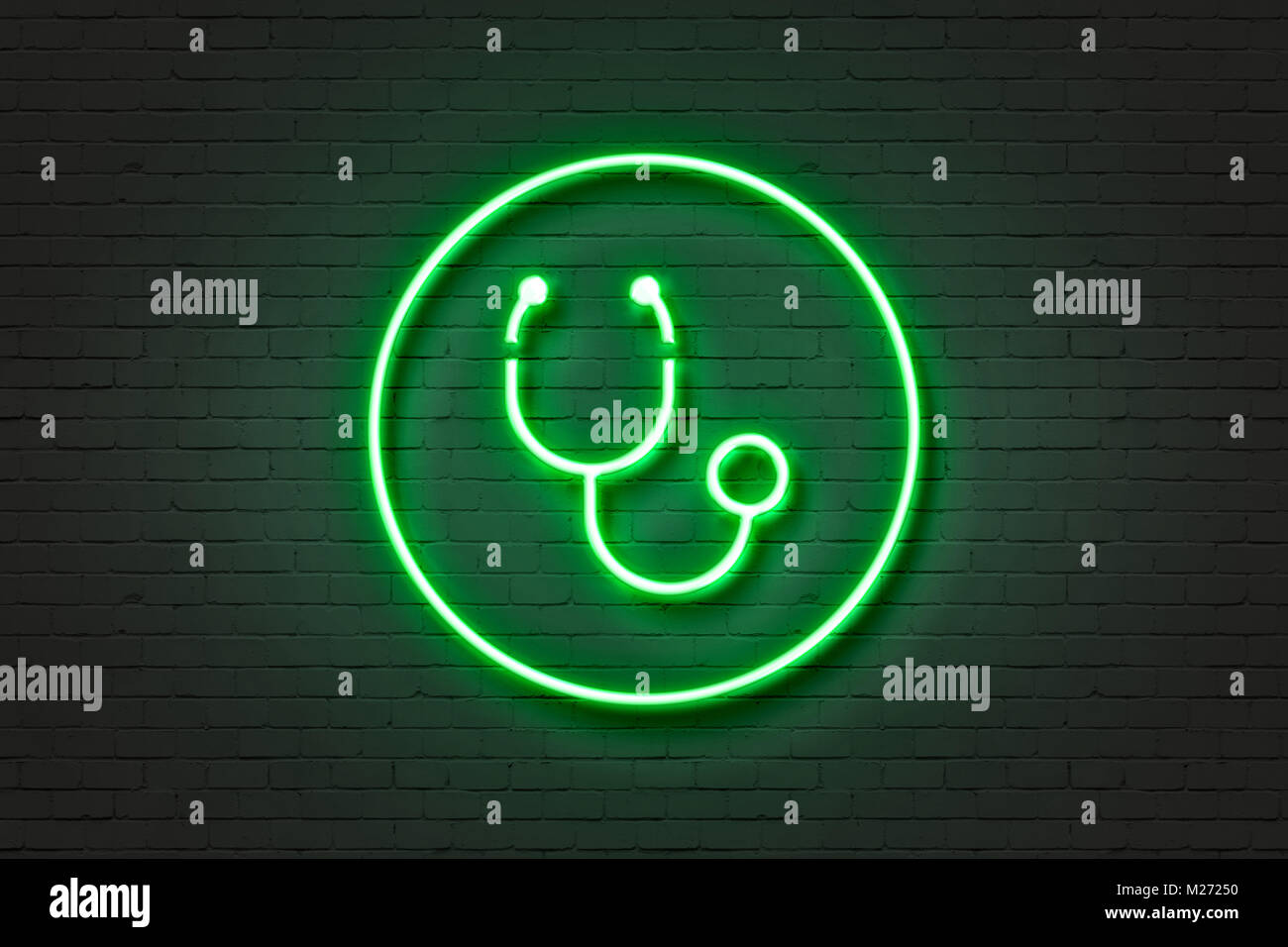 Neon light icon stethoscope Stock Photo - Alamy