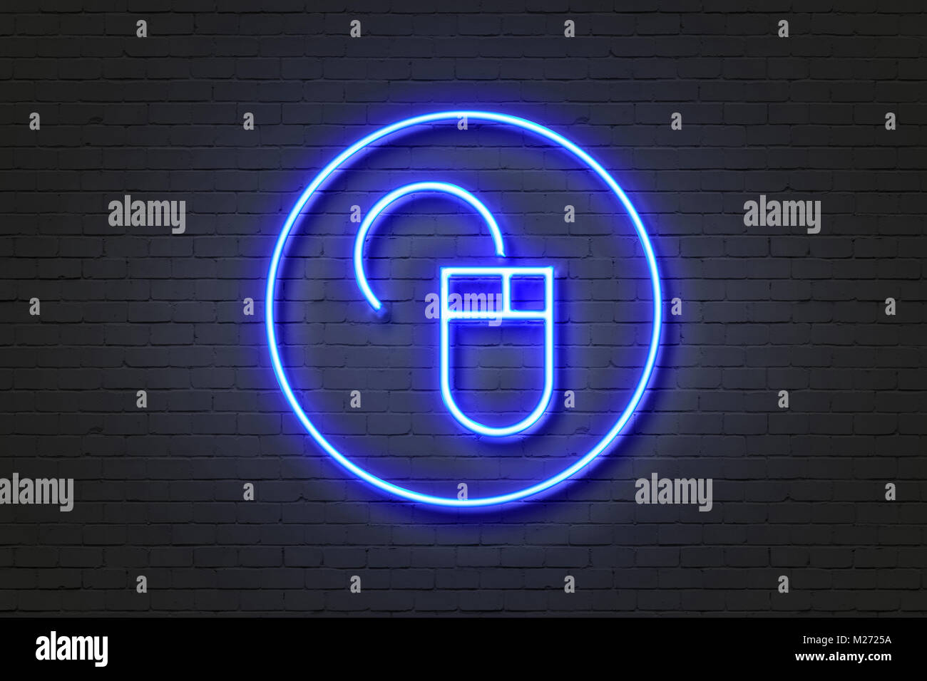 Neon light icon mouse Stock Photo - Alamy