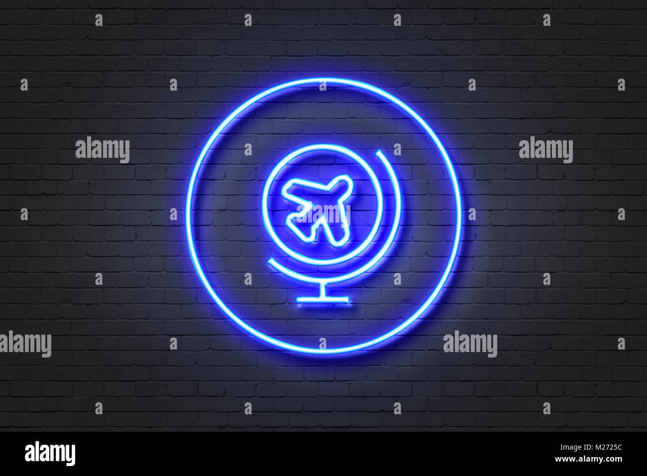 Neon light icon airplane Stock Photo - Alamy