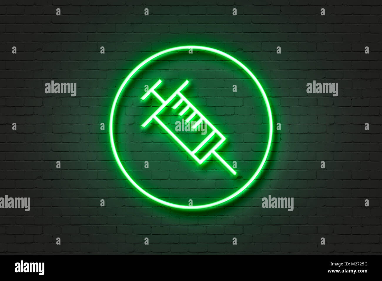 Neon light icon needle health Stock Photo - Alamy