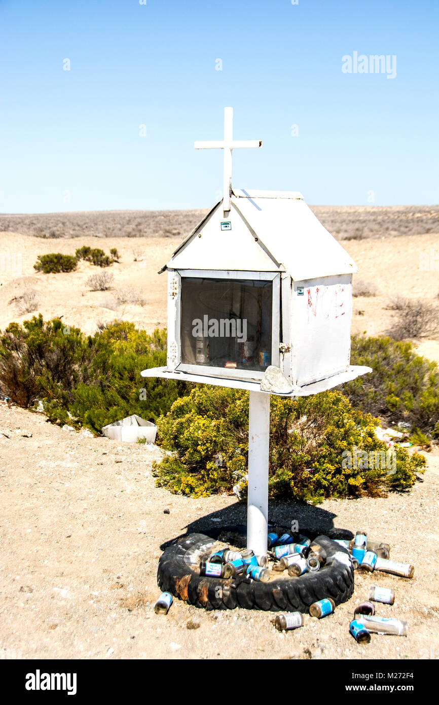 A roadside shrine commemorating the death of someone, usually as a ...