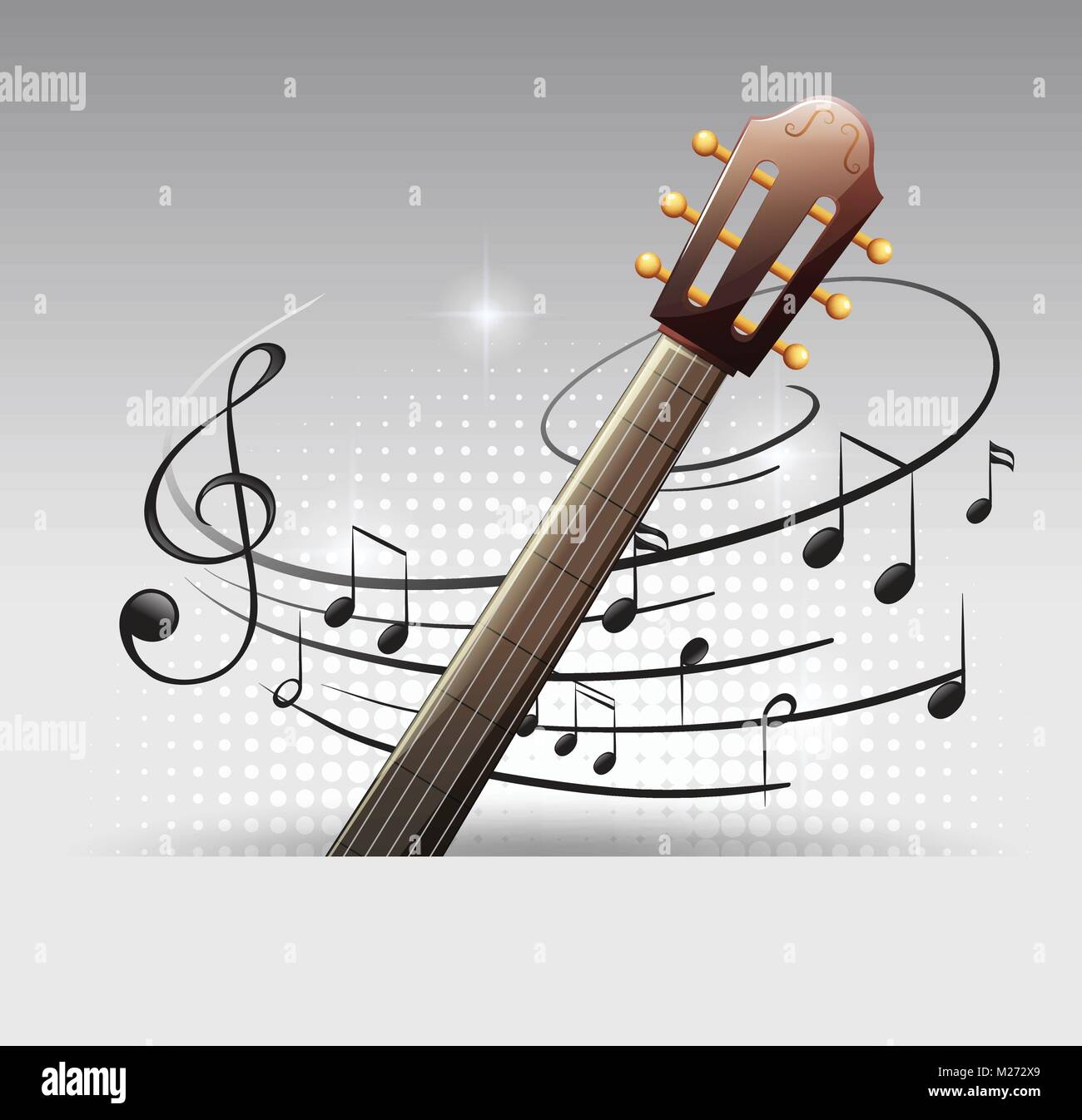 Background design with guitar and musicnotes illustration Stock Vector ...