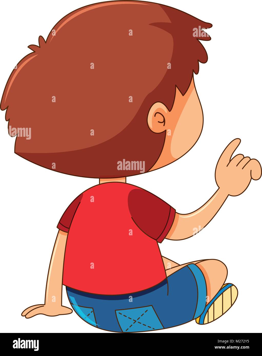 Back of boy pointing finger illustration Stock Vector Image & Art - Alamy