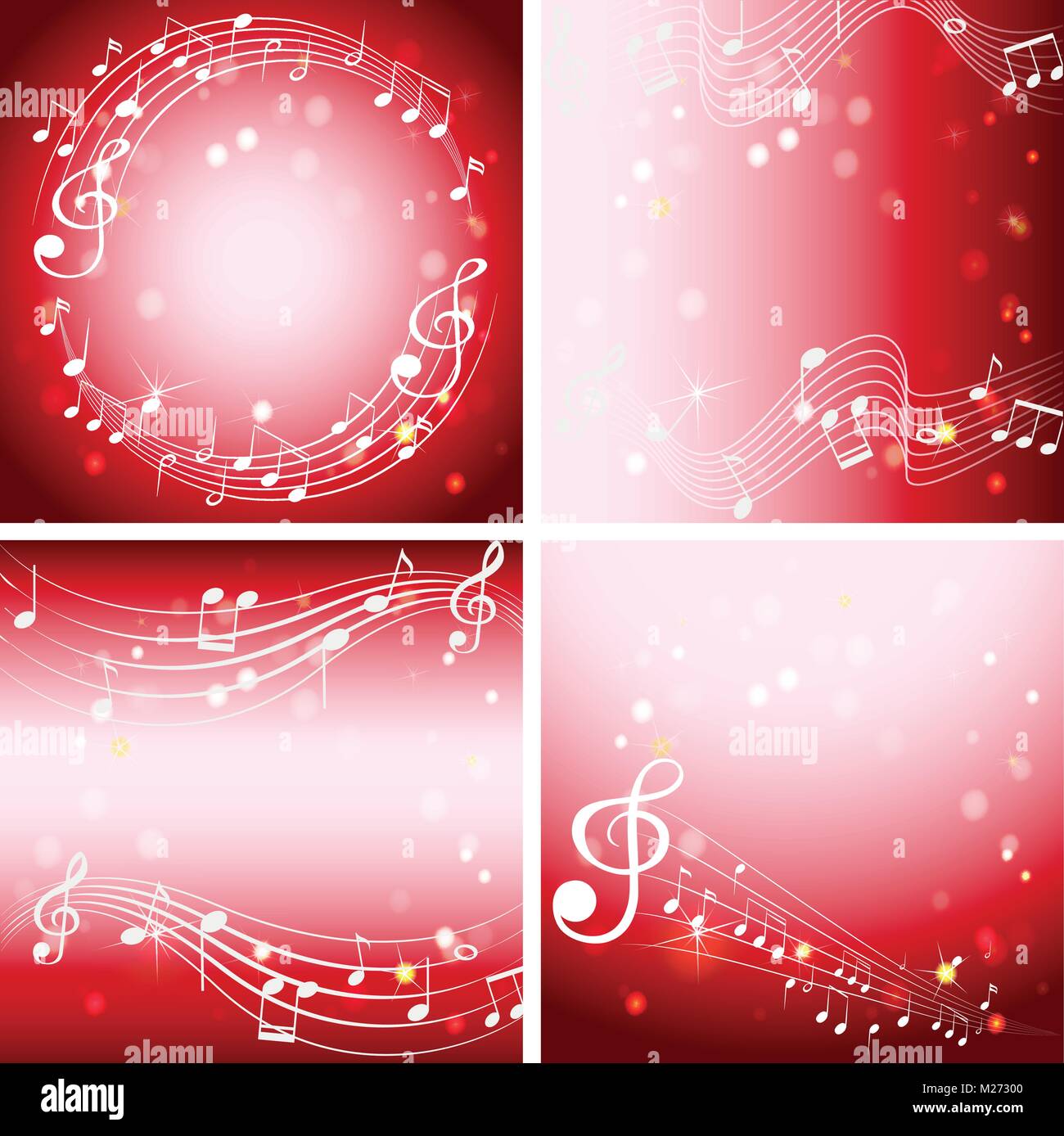 Four red background with music notes illustration Stock Vector Image ...