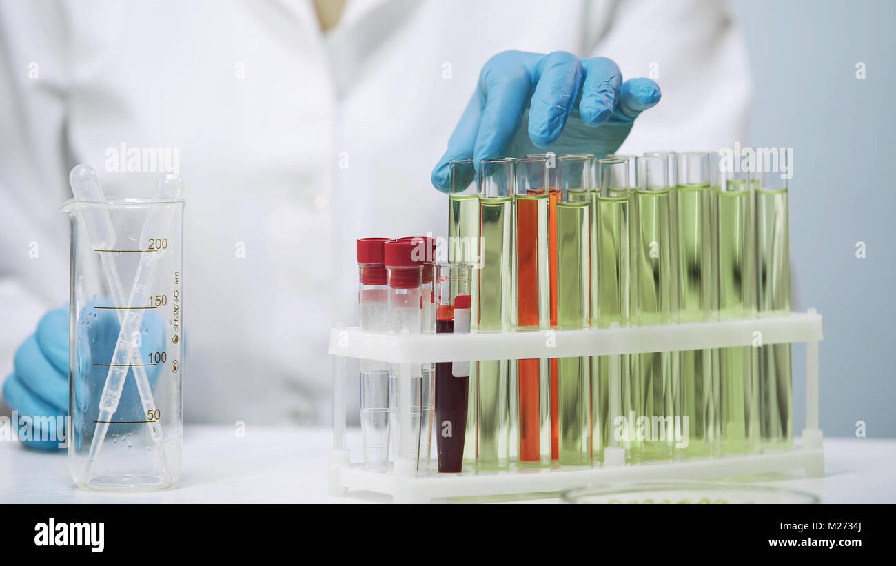 Laboratory assistant doing biochemical analysis hi-res stock ...