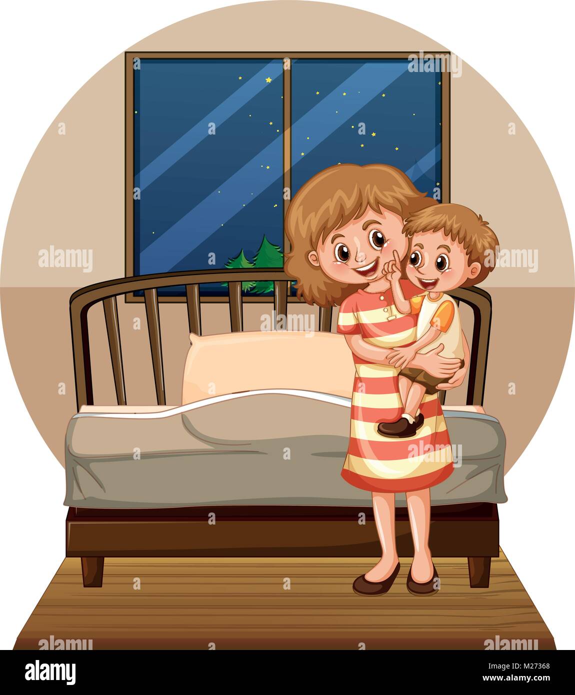 Mother Son Bed Stock Vector Images Alamy