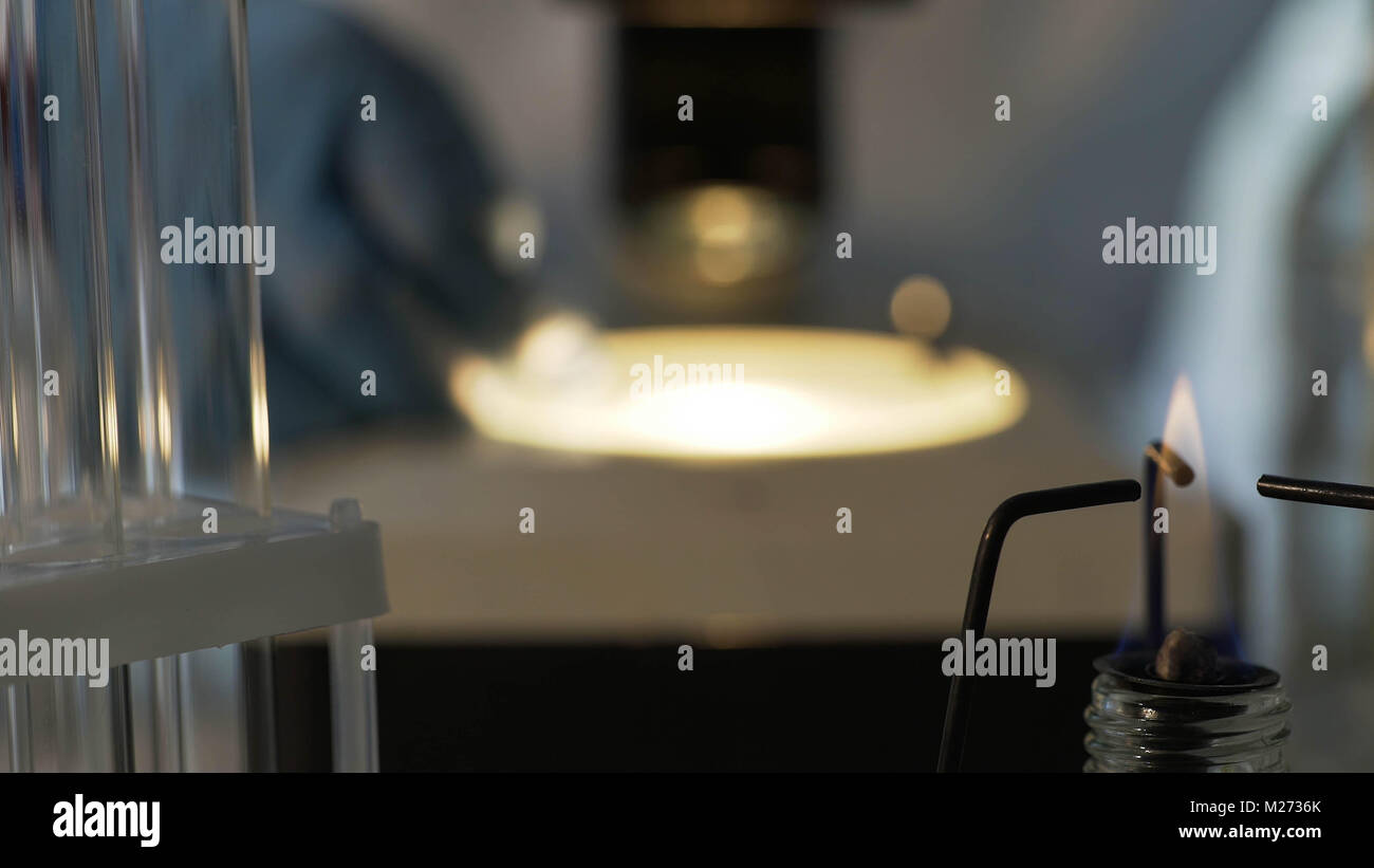 Biochemical analyses, close-up view of laboratory equipment, medic ...