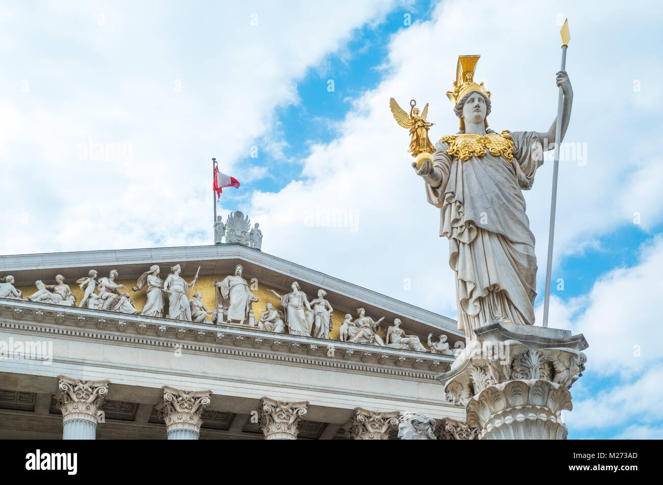 The Statue Of Athena In Front Of The Parliament Buildings High ...