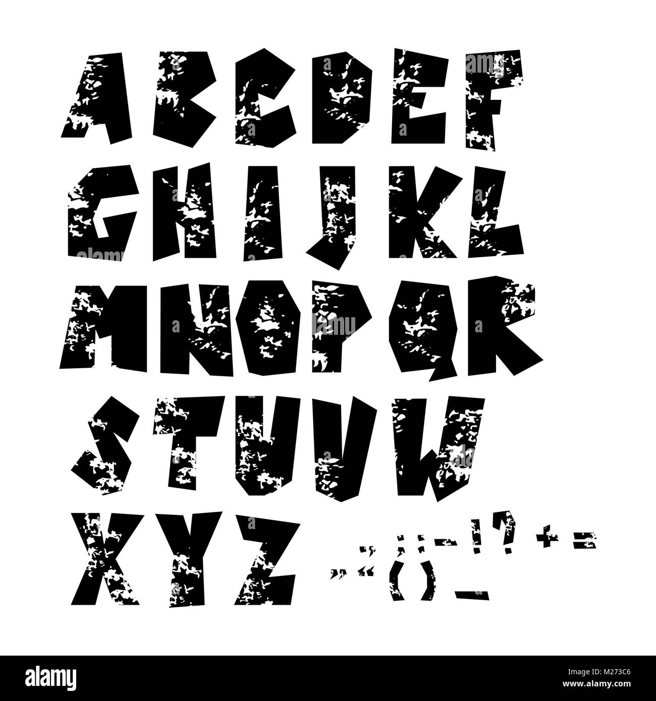 Grunge full alphabet vector illustration. Modern calligraphy. Isolated ...