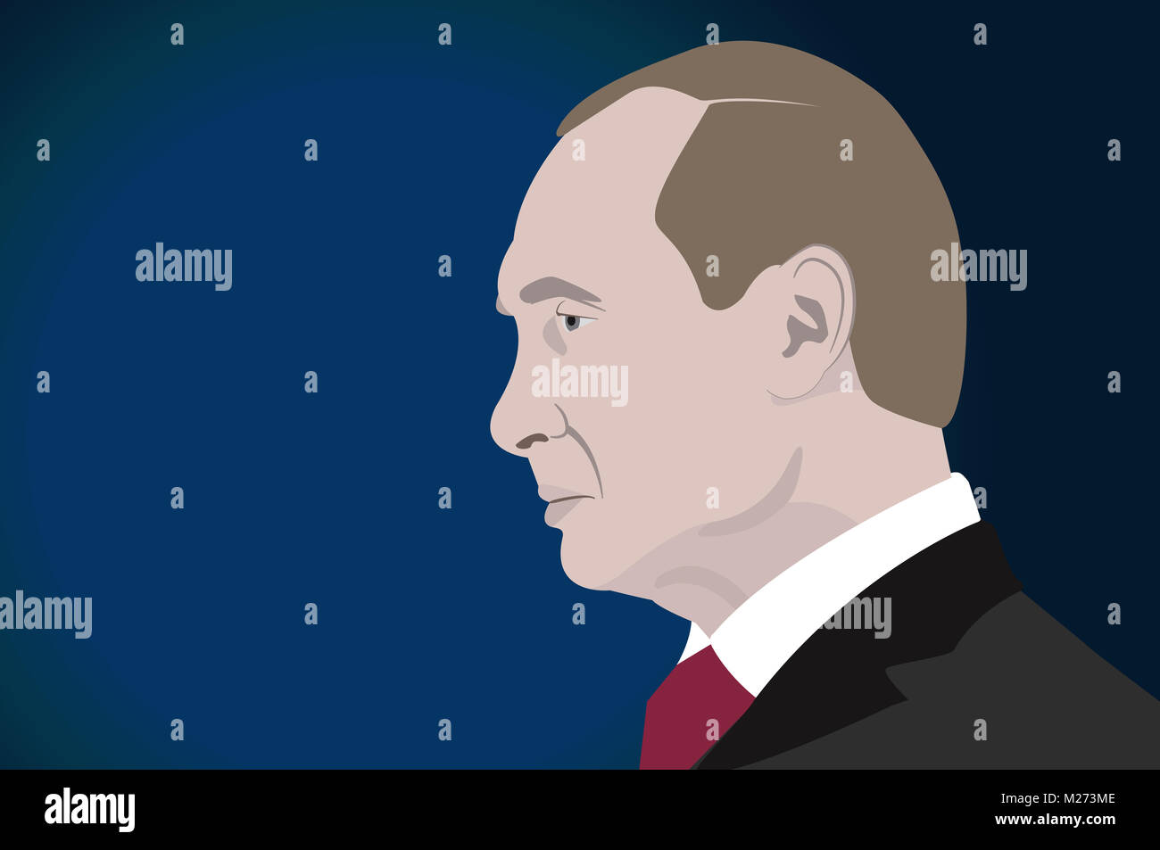 February 5, 2018: An illustration of a portrait of Vladimir Putin, the ...