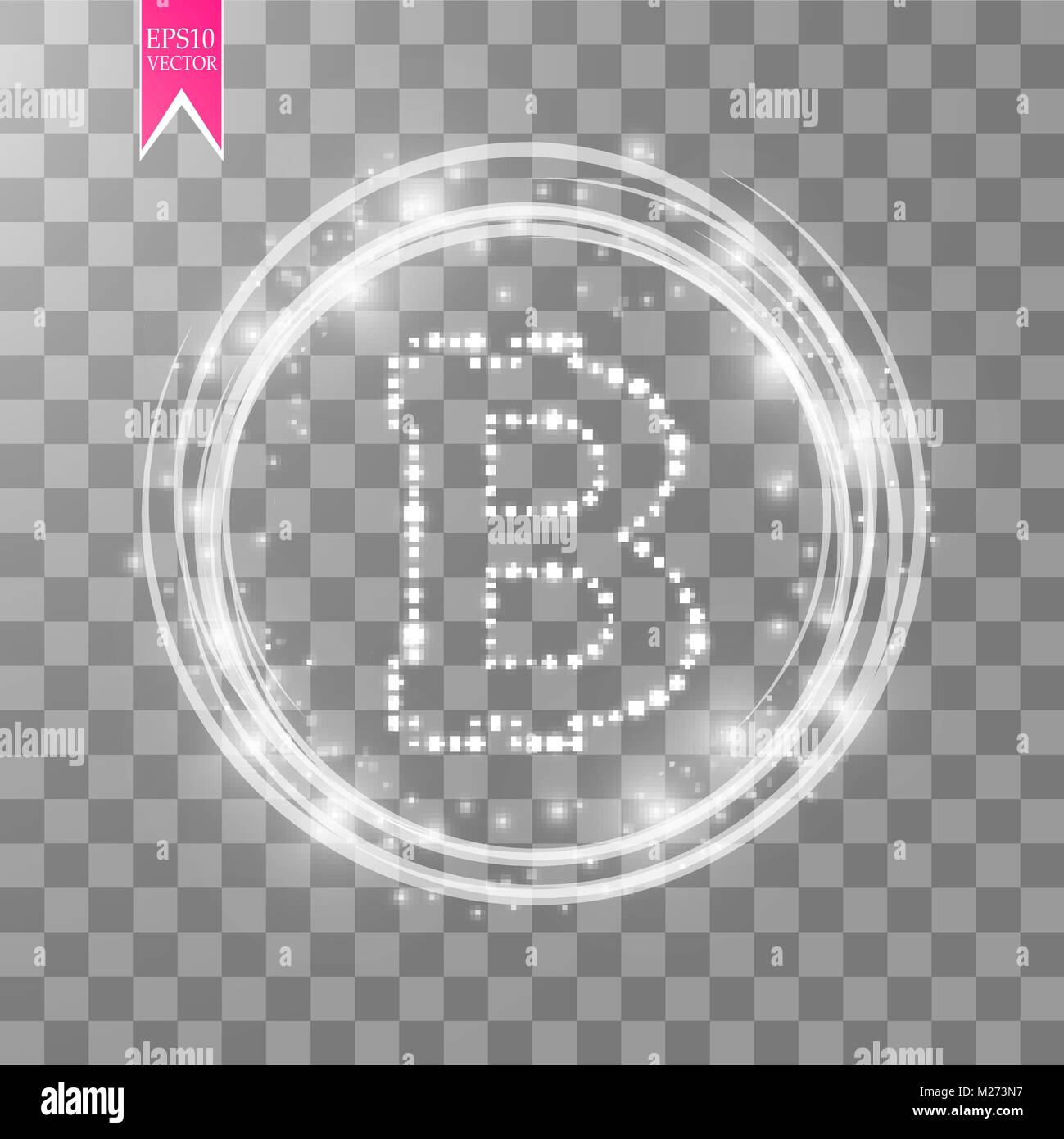 Digital bitcoins symbol with light ring effect on transparent ...