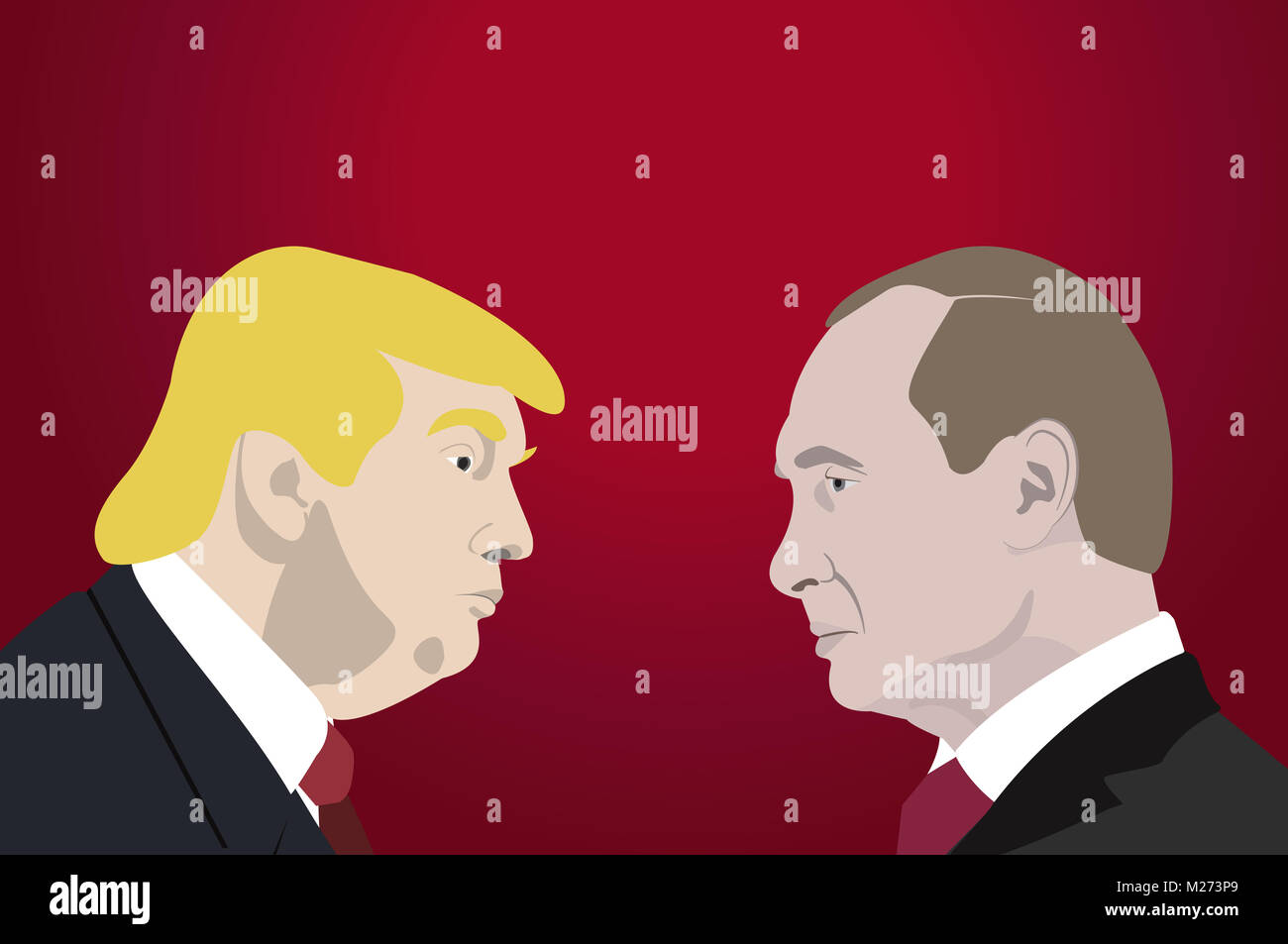 February 5, 2018: An illustration of a portraits of Donald Trump ...