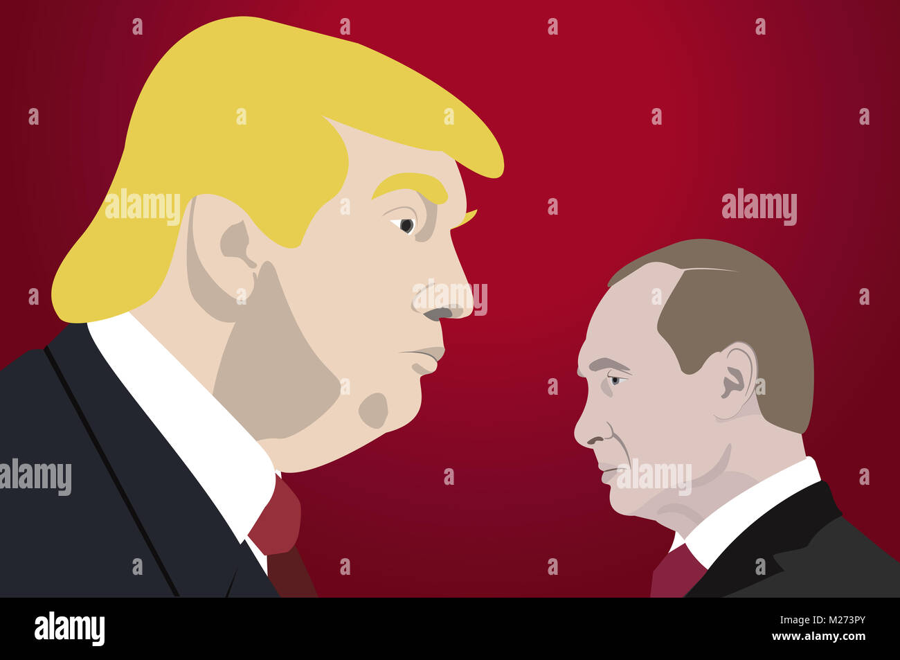 February 5, 2018: An illustration of a portraits of Donald Trump ...