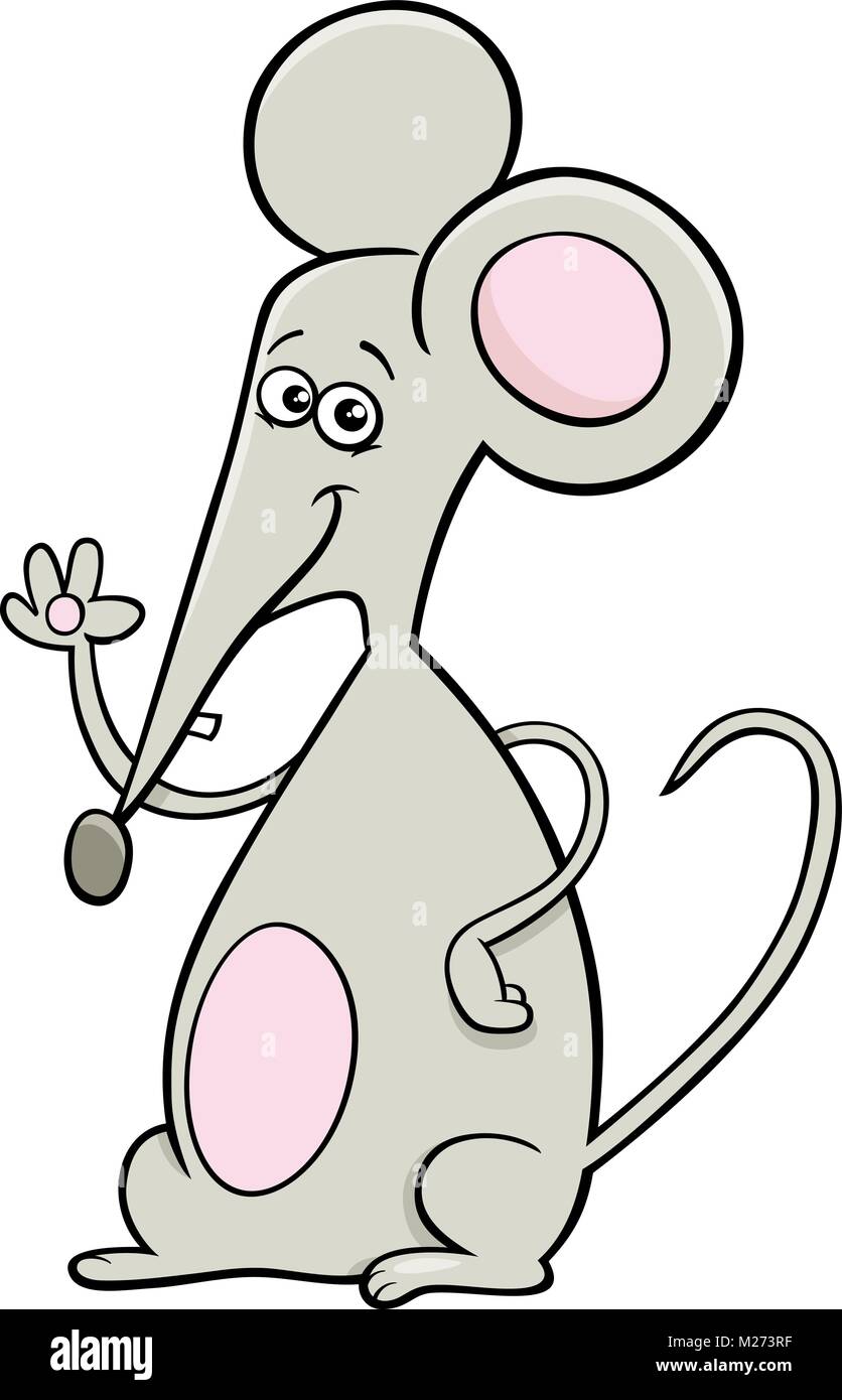 Cartoon Illustration of Funny Gray Mouse Comic Animal Character Stock ...