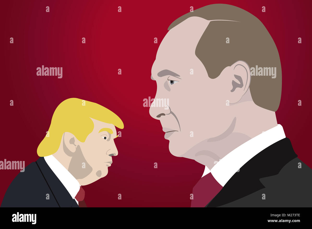 February 5, 2018: An illustration of a portraits of Donald Trump ...