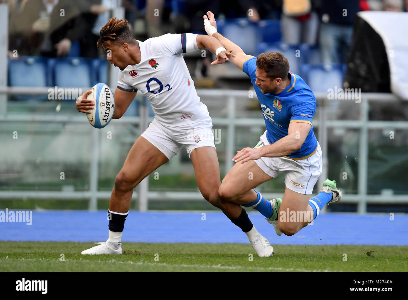 Try Anthony Watson (ENG) Tommaso Castello (ITA) Roma 04/02/2018, Stadio ...