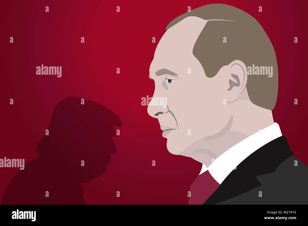 February 5, 2018: An illustration of a portraits of Donald Trump ...