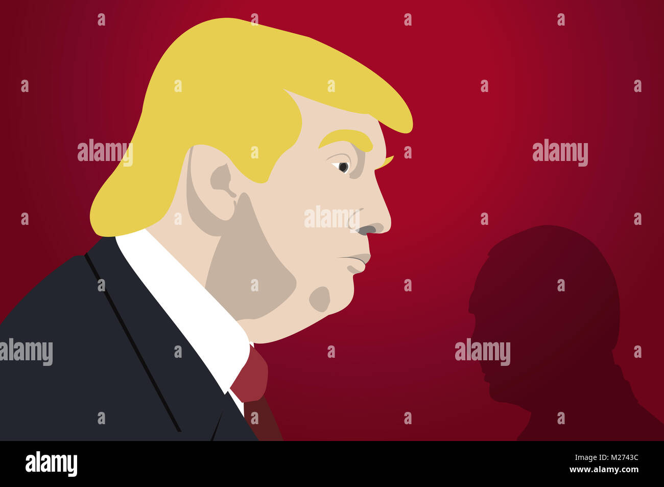 February 5, 2018: An illustration of a portraits of Donald Trump ...