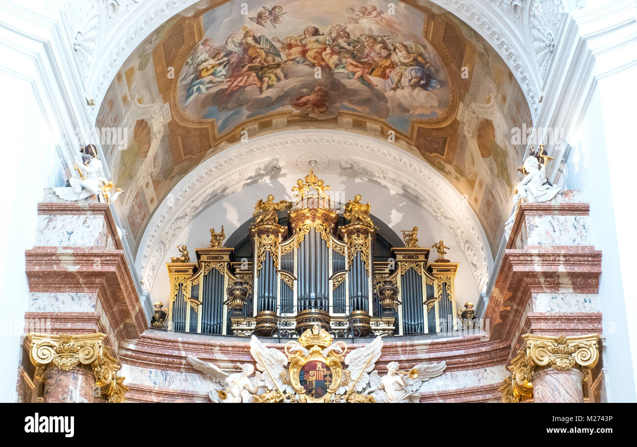 The ancient organ of the karls st carlo borromeo church hi-res stock ...