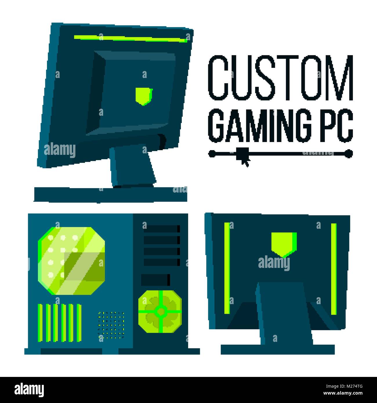 Custom Gaming PC Vector. Modern Custom Build Personal Computer ...