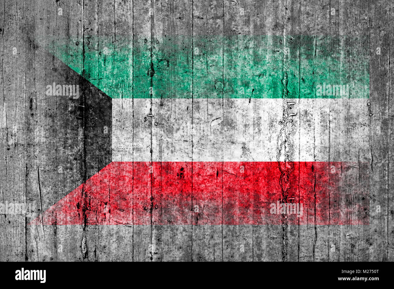 Kuwait flag painted on background texture gray concrete Stock Photo - Alamy