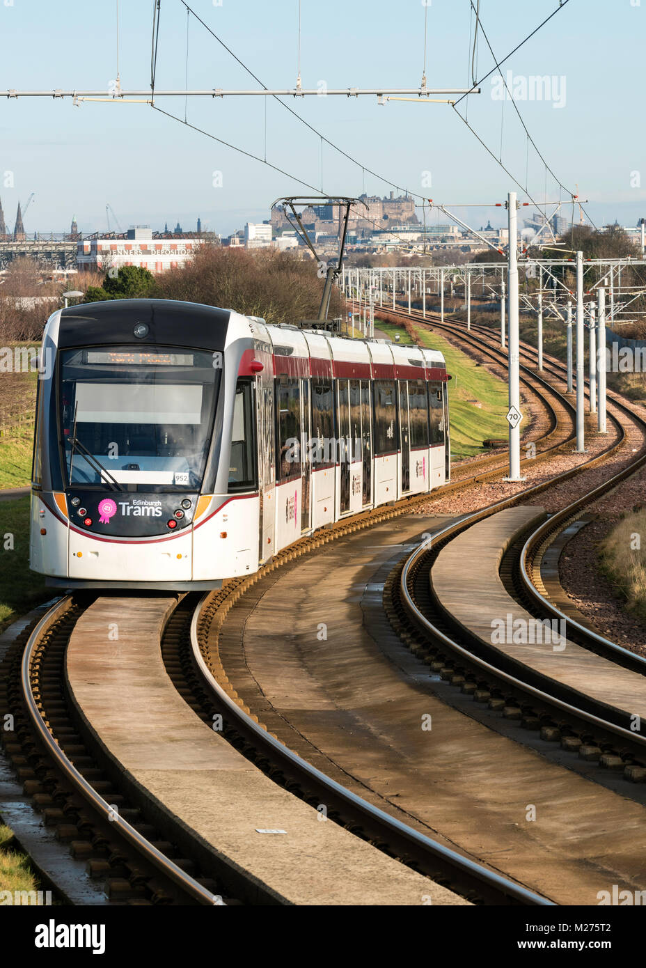 View of Edinburgh Tram linking Edinburgh Airport with the city centre ...