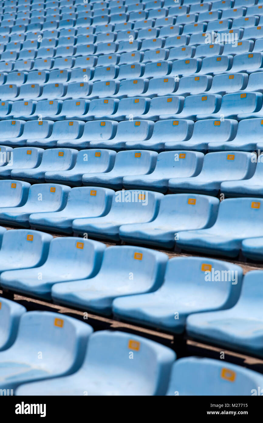 Closeup detail of the blue stadium seats Stock Photo - Alamy