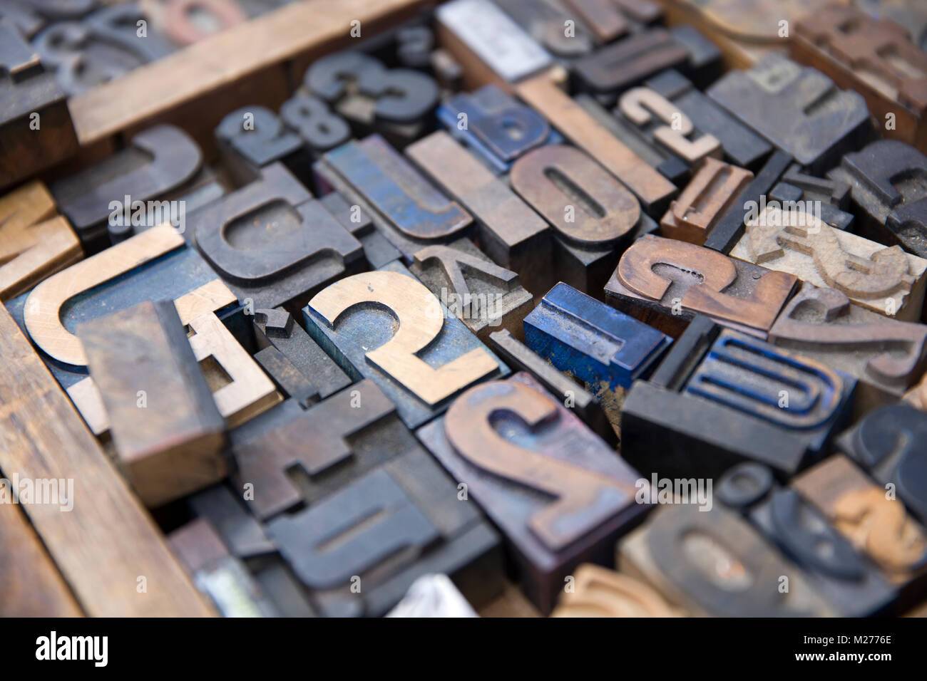 Closeup detail of the vintage old printing letters Stock Photo - Alamy
