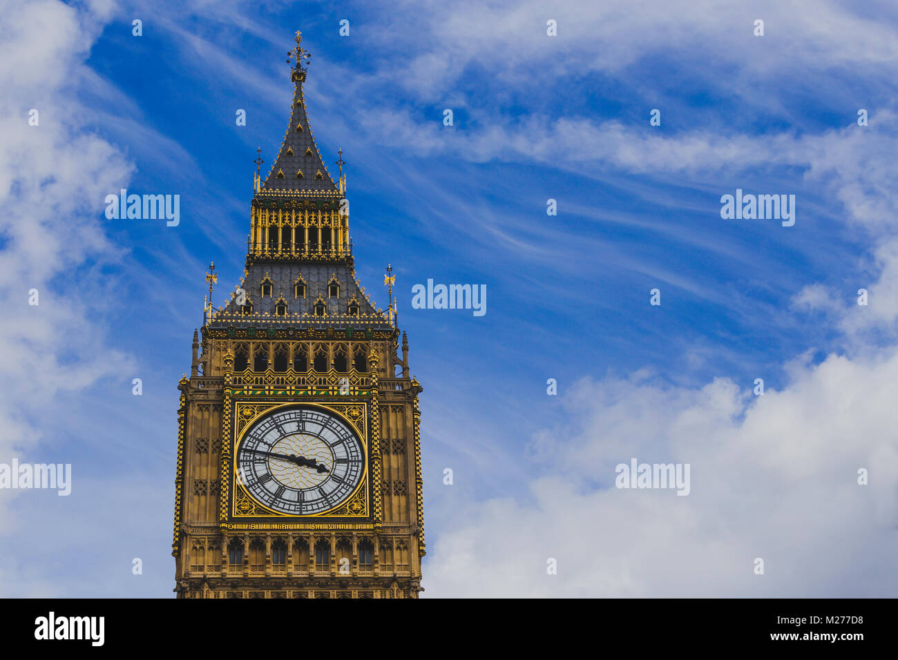 LONDON, UNITED KINGDOM - August 12th, 2014: detail of the Big Ben clock ...