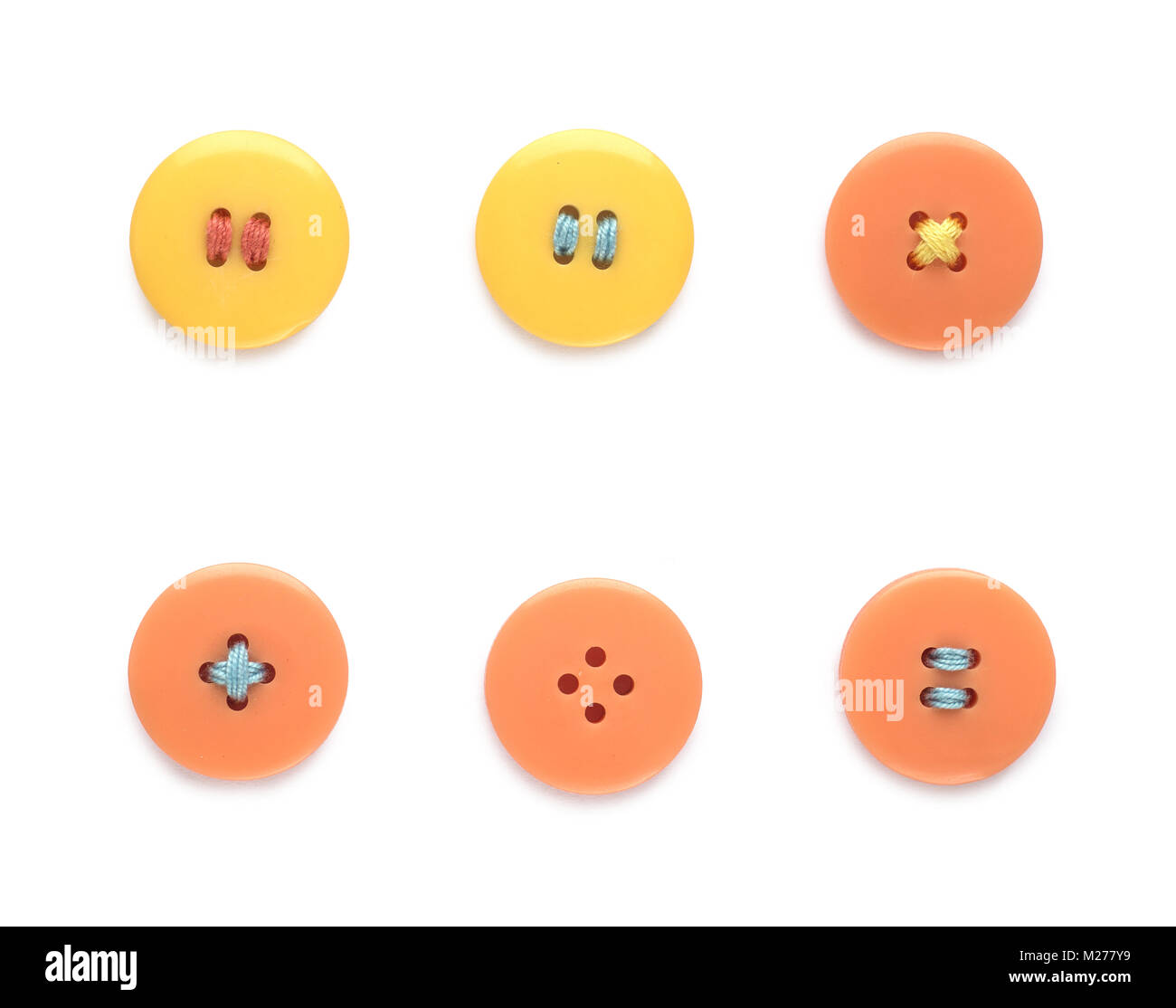 Yellow and orange buttons isolated on white background Stock Photo - Alamy