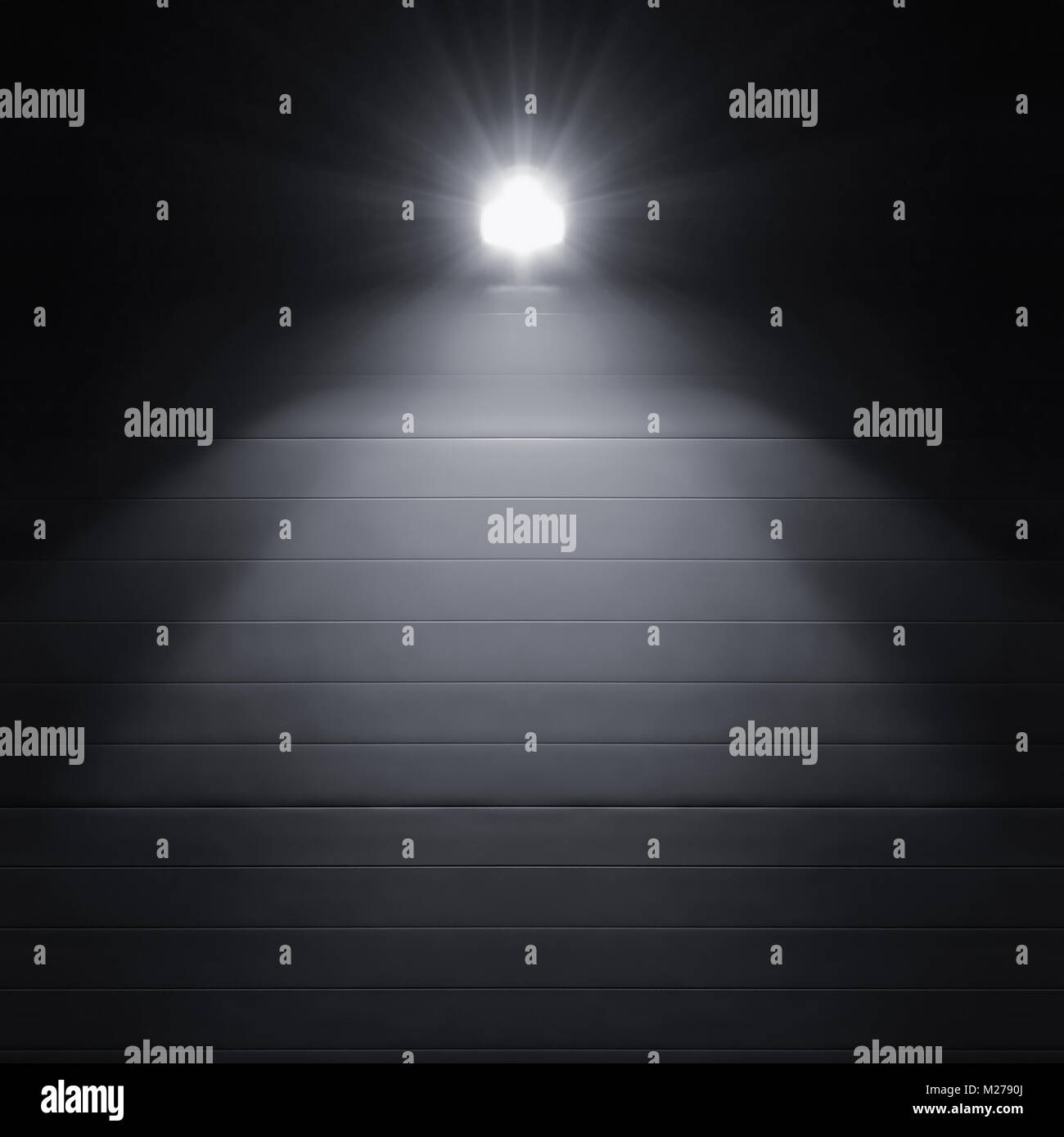 Bright shining lantern lamp light illumination glow shadows at night ...