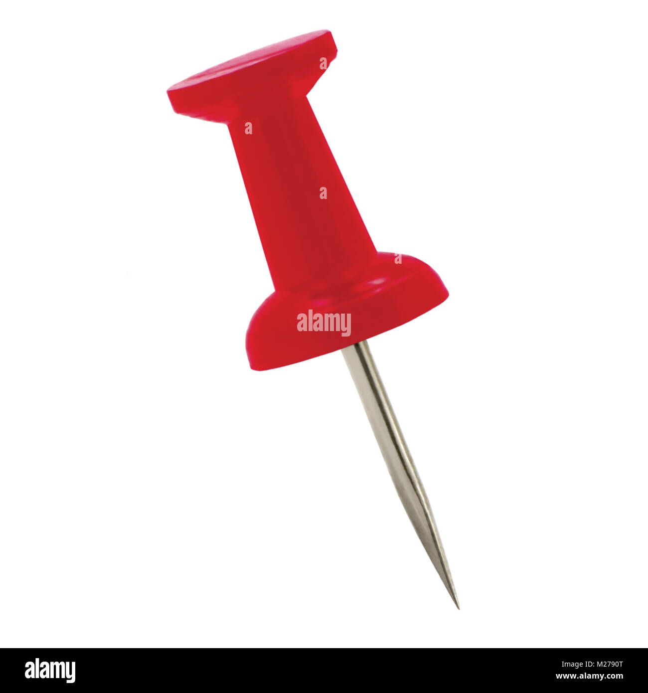 Red pushpin thumbtack drawing pin, isolated push fastening, position ...