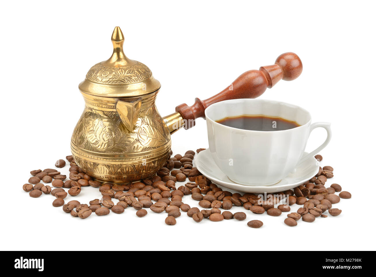 coffee pot and cup of coffee isolated on white background Stock Photo ...