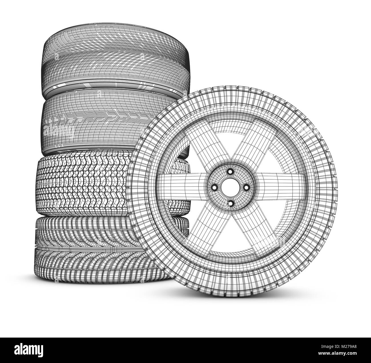 Tires on wheels Cut Out Stock Images & Pictures - Alamy