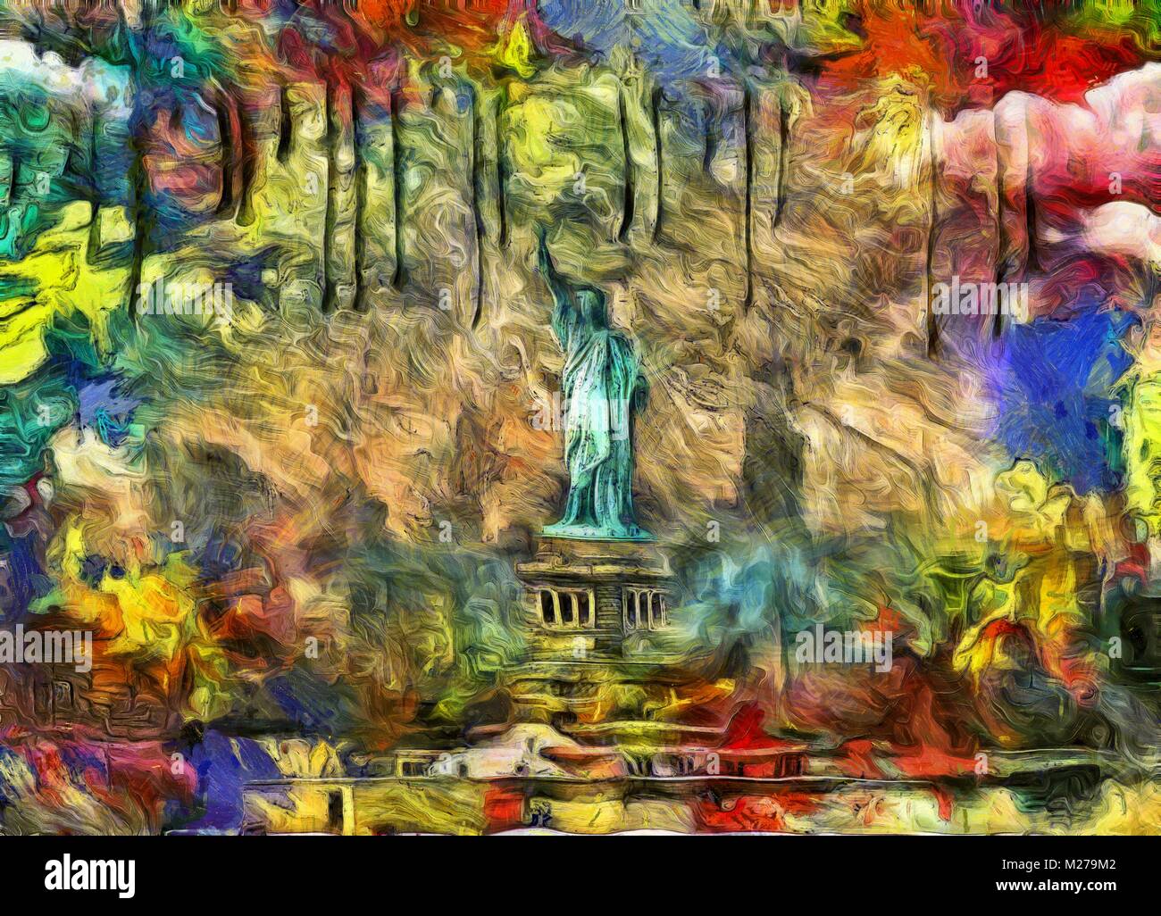 Modern painting. Liberty statue Stock Photo - Alamy