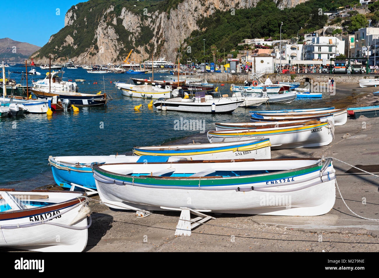 fishing boats at marina grande on the island of capri, campania, italy ...
