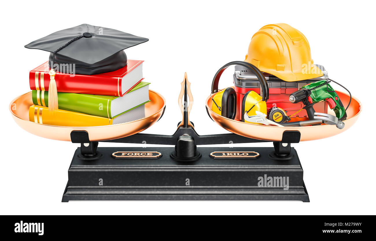 Balance concept, education or job. 3D rendering isolated on white ...