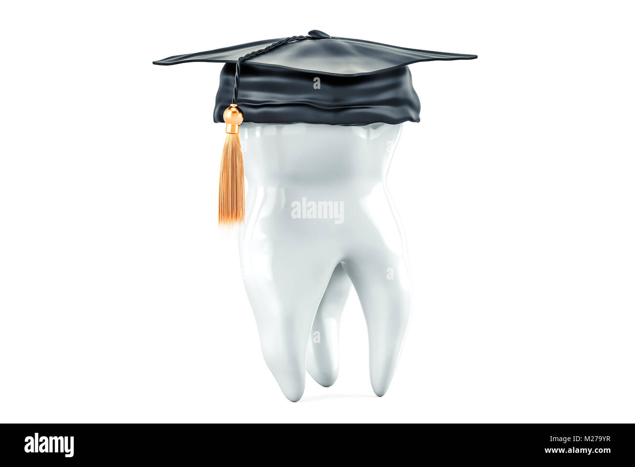Dental Education concept, tooth with graduation cap. 3D rendering ...