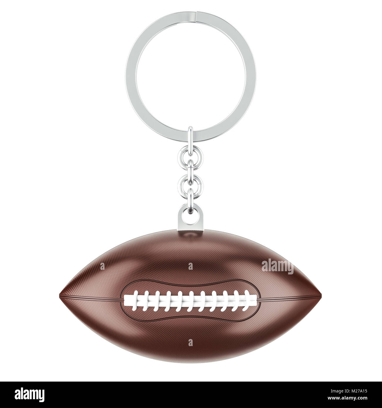 Keychain with american football ball, 3D rendering isolated on white ...