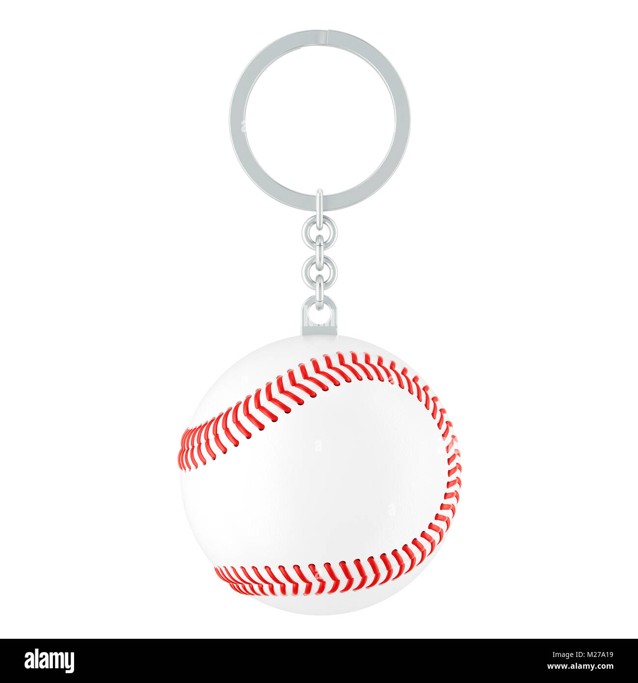 Keychain with baseball ball, 3D rendering isolated on white background ...