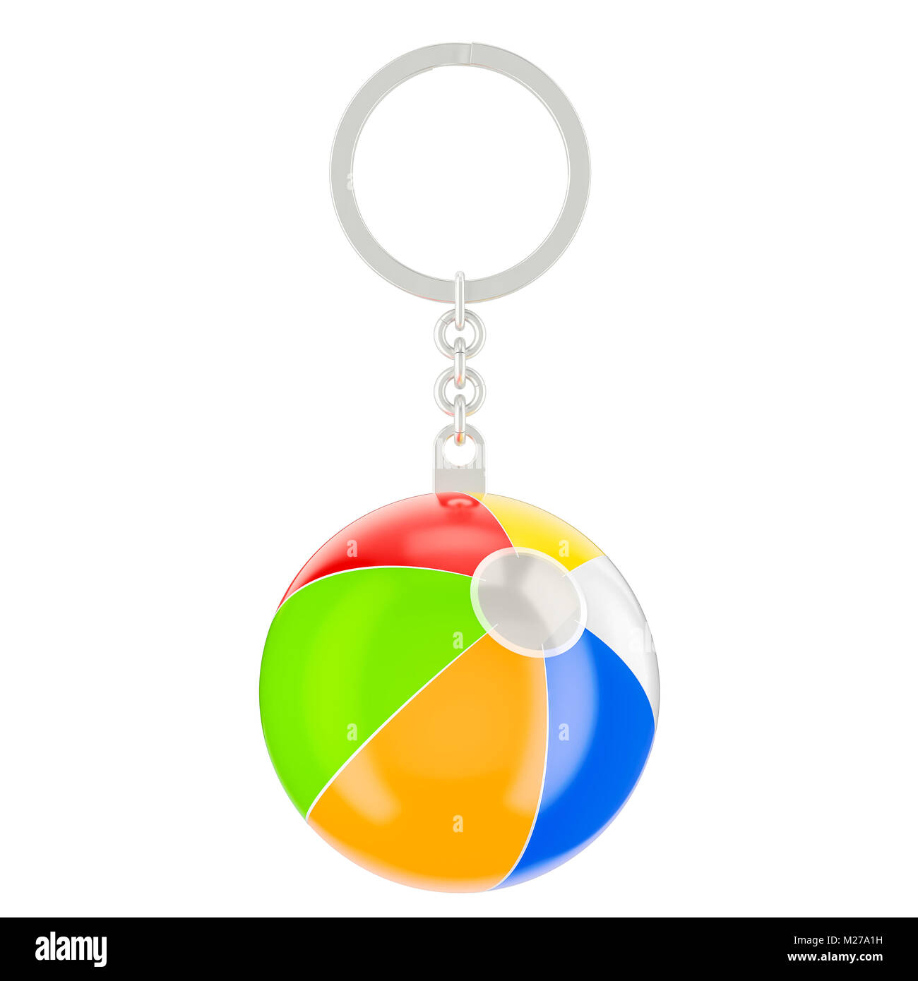 Keychain with beach ball, 3D rendering isolated on white background ...