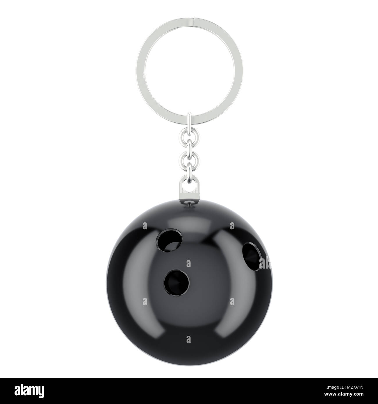 Keychain with bowling ball, 3D rendering isolated on white background ...