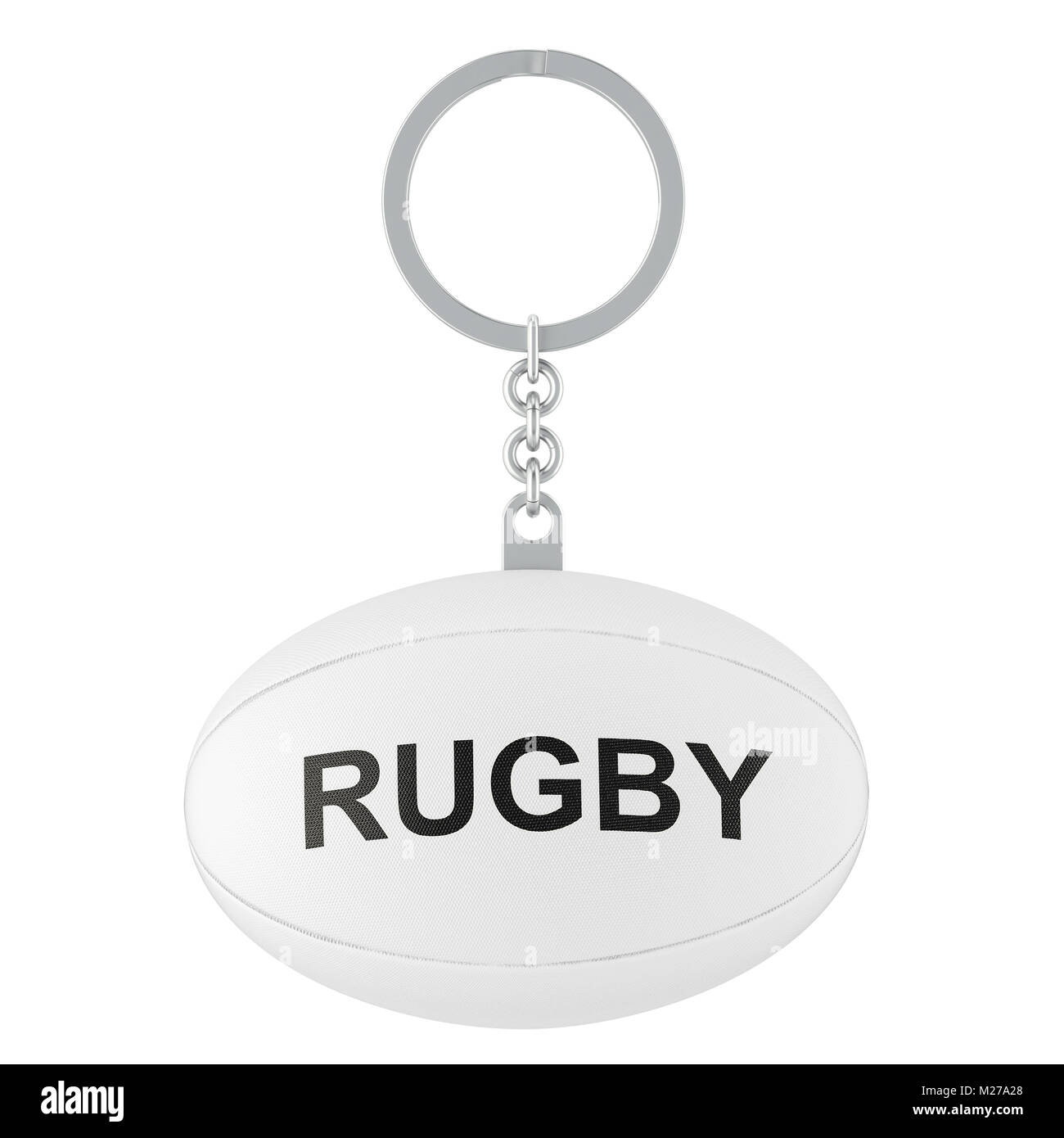 Keychain with rugby ball, 3D rendering isolated on white background ...