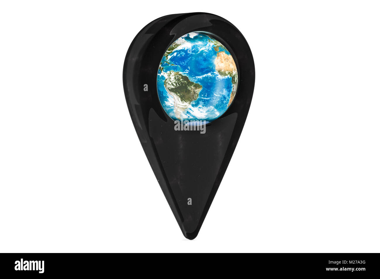 Map pointer with Earth Globe, 3D rendering isolated on white background ...