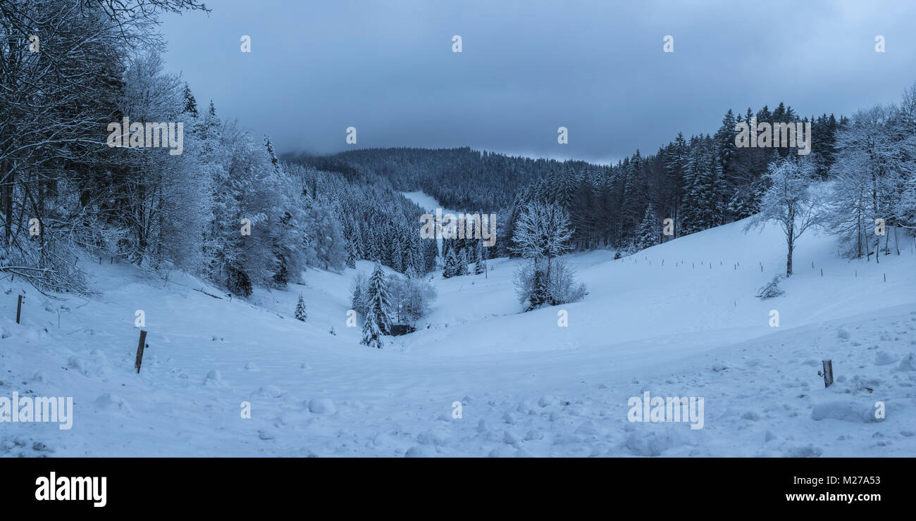 Germany, Snowy winter landscape of black forest valley extra large ...