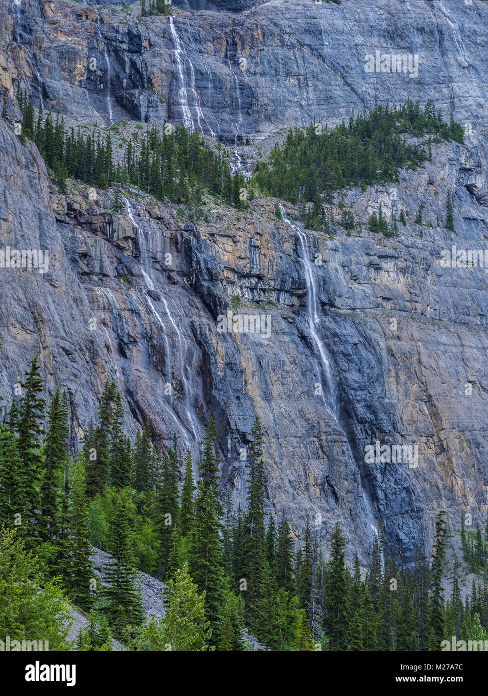 Waterfall along the Icefields Parkway, Banff National Park, Alberta ...