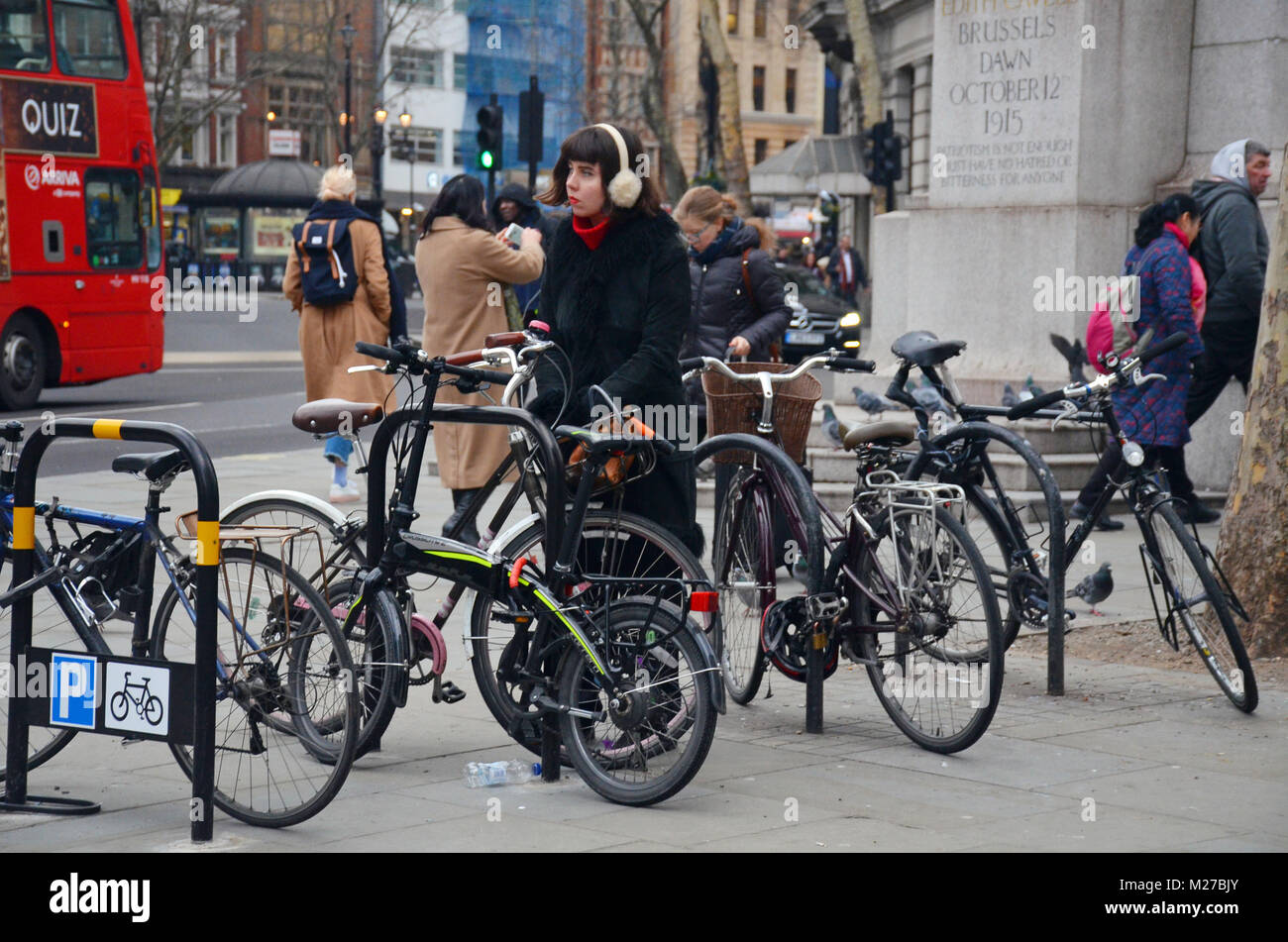 London, UK, 05/02/2018 Cold day in February in Trafalgar square as ...