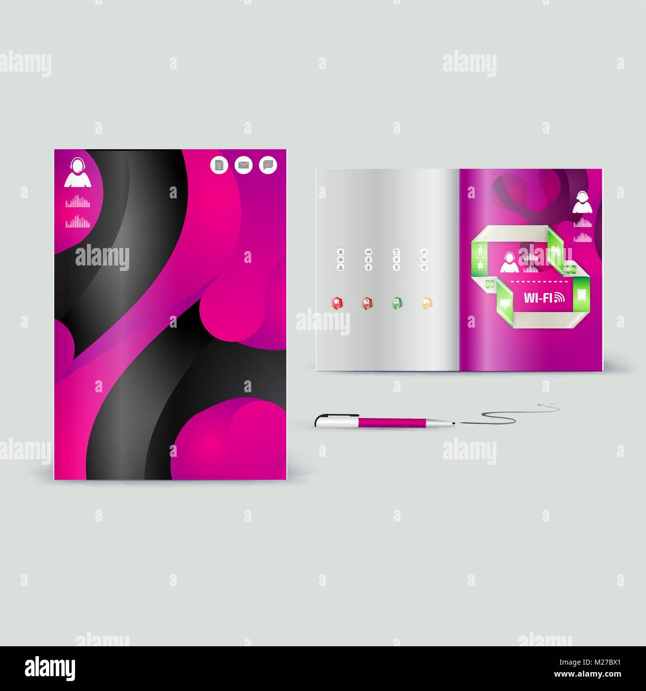 Corporate booklet promotion template with color elements. Vector ...